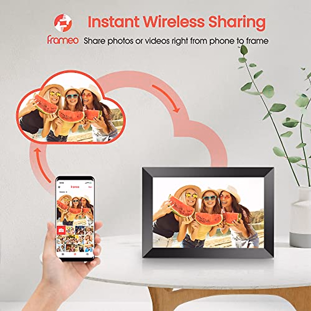 Frameo 10.1 Inch WiFi Digital Picture Frame, 1280x800 HD IPS Touch Screen Photo Frame Electronic, 32GB Memory, Auto-Rotate, Wall Mountable, Share Photos/Videos via Frameo App from Anywhere 2 Pack