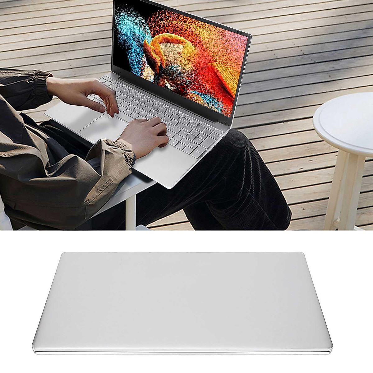 Jopwkuin IPS Laptop, 1920x1080 IPS HD Screen Digital Touchpad 128GB SSD High Speed 15.6in Laptop for Home (US Plug)