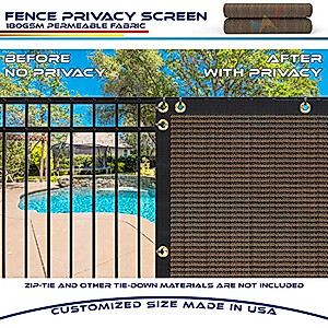 Windscreen4less Fence Privacy Screen 6' x 18', Brown, Heavy Duty Privacy Fencing, Commercial Grade 180 GSM, 95% Privacy Blockage, Mesh Fabric with Brass Gromment - Customized