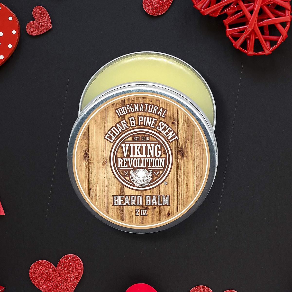 Viking Revolution Cedar and Pine Beard Balm - Beard Butter with Argan Oil, Beard Softener for Men with Jojoba Oil - Beard Moisturizer for Men with Beeswax - Beard Wax for Men (2oz, 1 Pack)