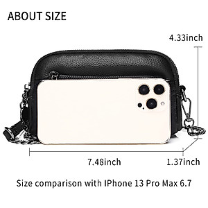 Wesccimo Small Crossbody Clutch Purses For Women Black Wristlet Handbag Trendy Chain Leather Snakeskin Print Evening Purse