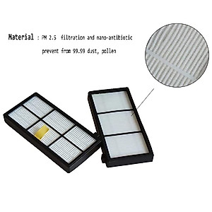 Replacement Parts Compatible with iRobot Roomba 960 980 981 985 900 Series,890 880 805 860 870 871 800 Series Vacuum Cleaner accessories kit (6 Filter,2 Rubber Brushes,6 Side Brush,Screws)