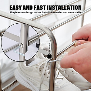 GREATSK 2-Tier Expandable Shoe Rack, Stackable and Adjustable Shoes Organizer Storage Shelf, Sturdy and Durable Metal Structure Free Standing Shoe Rack for Closet Entryway Doorway