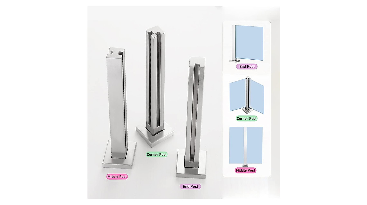 Glass Balustrade Corner Post - Stainless Steel Black Railing Post for ...