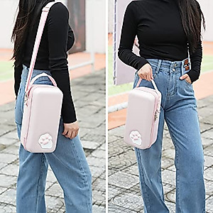 Pemalin Pink Cute Cat Paw Case Compatible with Nintendo Switch/Switch OLED - Hardshell Travel Carrying Case fit Switch Console & Various Game Accessories with Removable Shoulder Strap.