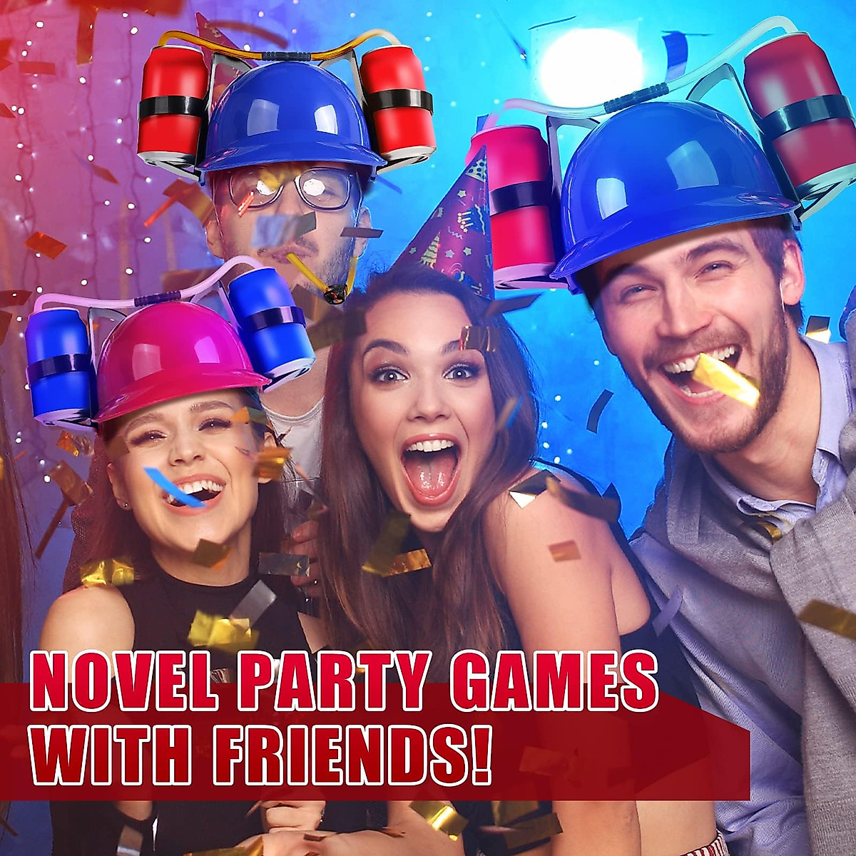 Bachelor Party drinkin hat, 2 Pack Funny Hats for men, Bier hat with Straws, Perfect Bier Helmet for Party Games, Unique Party Accessories for adult