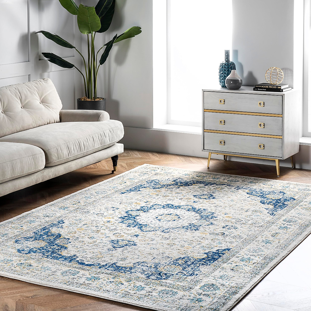 nuLOOM Verona Vintage Persian Area Rug, 8x10, Blue