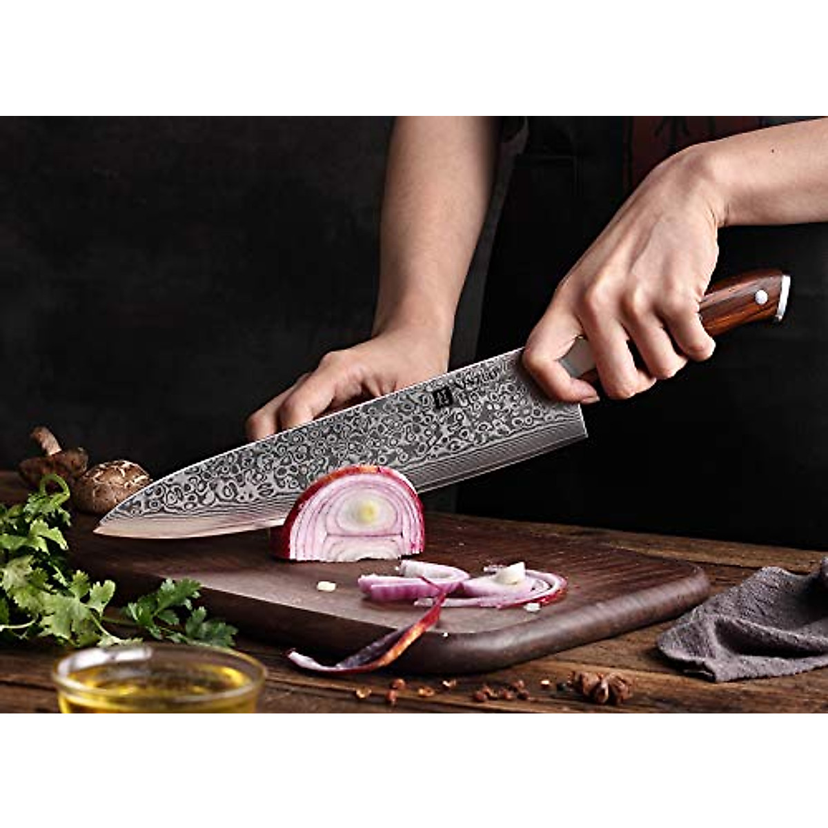 XINZUO 10 Inch Damascus Chef Knife Kitchen Knife Sharp Gyuto Knife Stainless Steel Fashion Professional Chef's Knife with Rosewood Handle