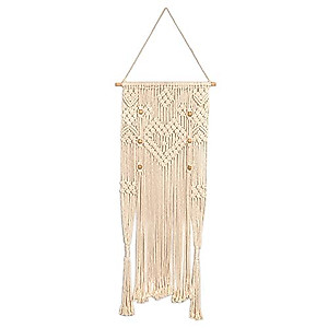 Eiyye Macrame Shelf Floating Wood Shelf Supporter Handmade Cotton Tapestry Hanging Home Deco14.6x35.4inch