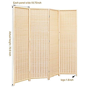 Corelax Room Divider Privacy Screen with Natural Bamboo,4-Panel 5-Panel 6-Panel Folding Privacy Screens,Freestanding Room Divider