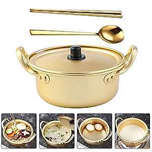 3 sets Sauce Xxcm Stockpots Korean Household Ramen Instant Enamel Pothot Pot Fast Golden Korea for Shin Hot-pot Kitchen Cm Metal Multipurpose Shabu Hot Bowl Stock Kimchi Appetizer