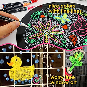 GOTIDEAL Liquid Chalk Markers, Fine Tip 8 Colors Washable Window Chalkboard Glass Pens, Paint and Drawing for Car, Blackboard, & Bistro,Kids and Adults, Non-Toxic,Wet Erase - Reversible Tip