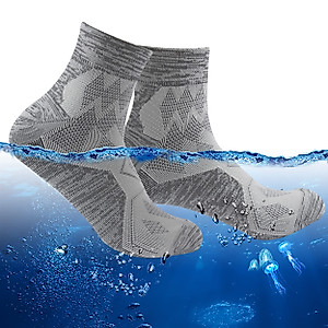 RANDY SUN Waterproof Ankle Socks, Womens Men Thin Breathable Winter Golf Rain Gear Biking Kayaking Boating Sport Socks for Ladies 1 Pair (Gray, Small)
