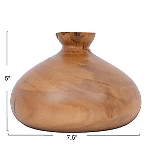 Creative Co-Op Decorative Paulownia Wood Vase, Walnut Finish