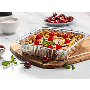 [20 Pack - 8"x8"] Propack Disposable Aluminum Foil Meal Prep Cookware Square Pans, Oven, Toaster, Grill, Cooking, Roasting, Broiling, Baking, Event, Take Out, Restaurant