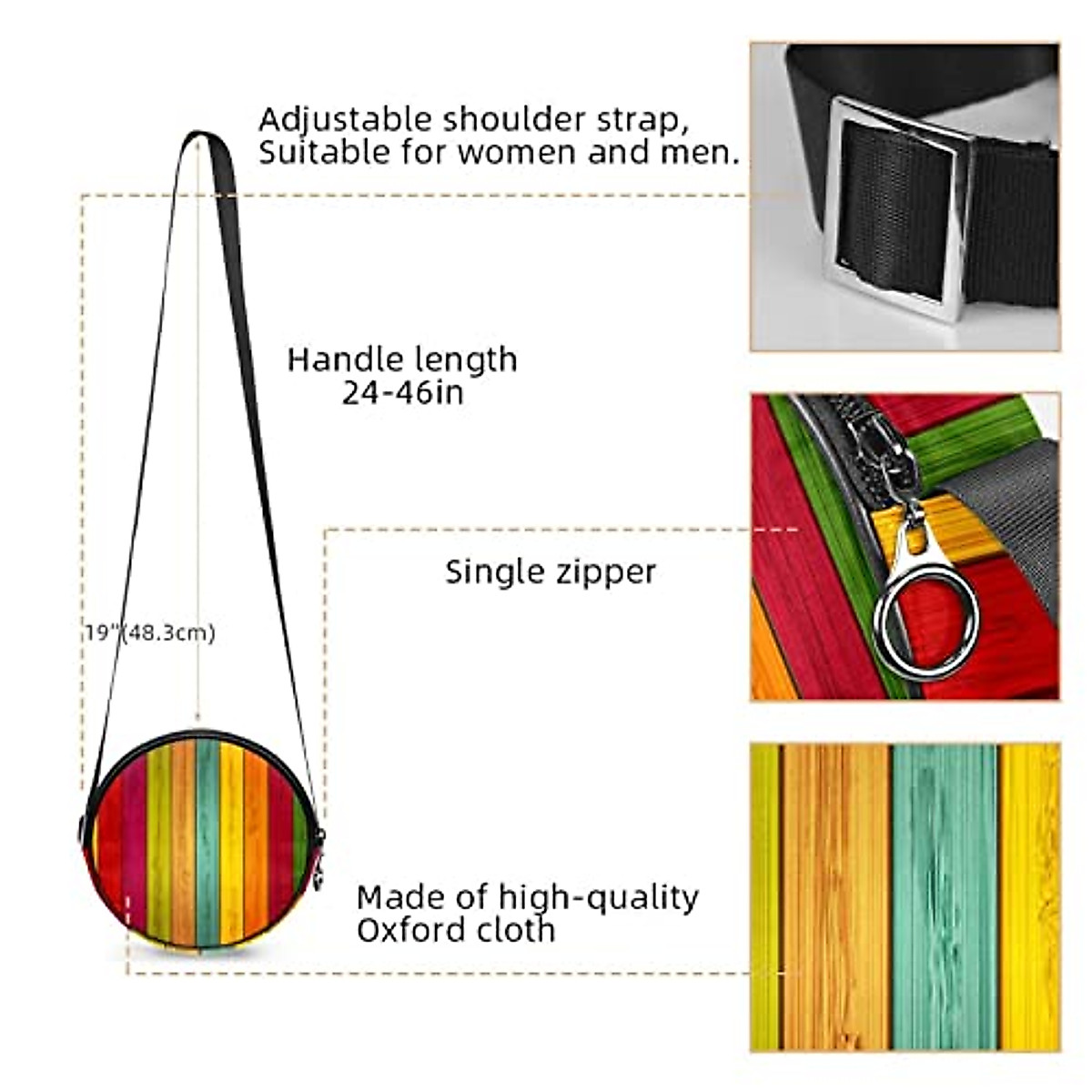 NigelMu Crossbody Bags for Women,retro colorful wood pattern,Travel Bag Purses and Handbags Shoulder Bag Messenger Bag