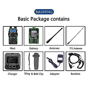 2 Pack Baofeng UV-5R Two Way Radio Camo Portable Ham Radio with 2 Pack 771 Antenna