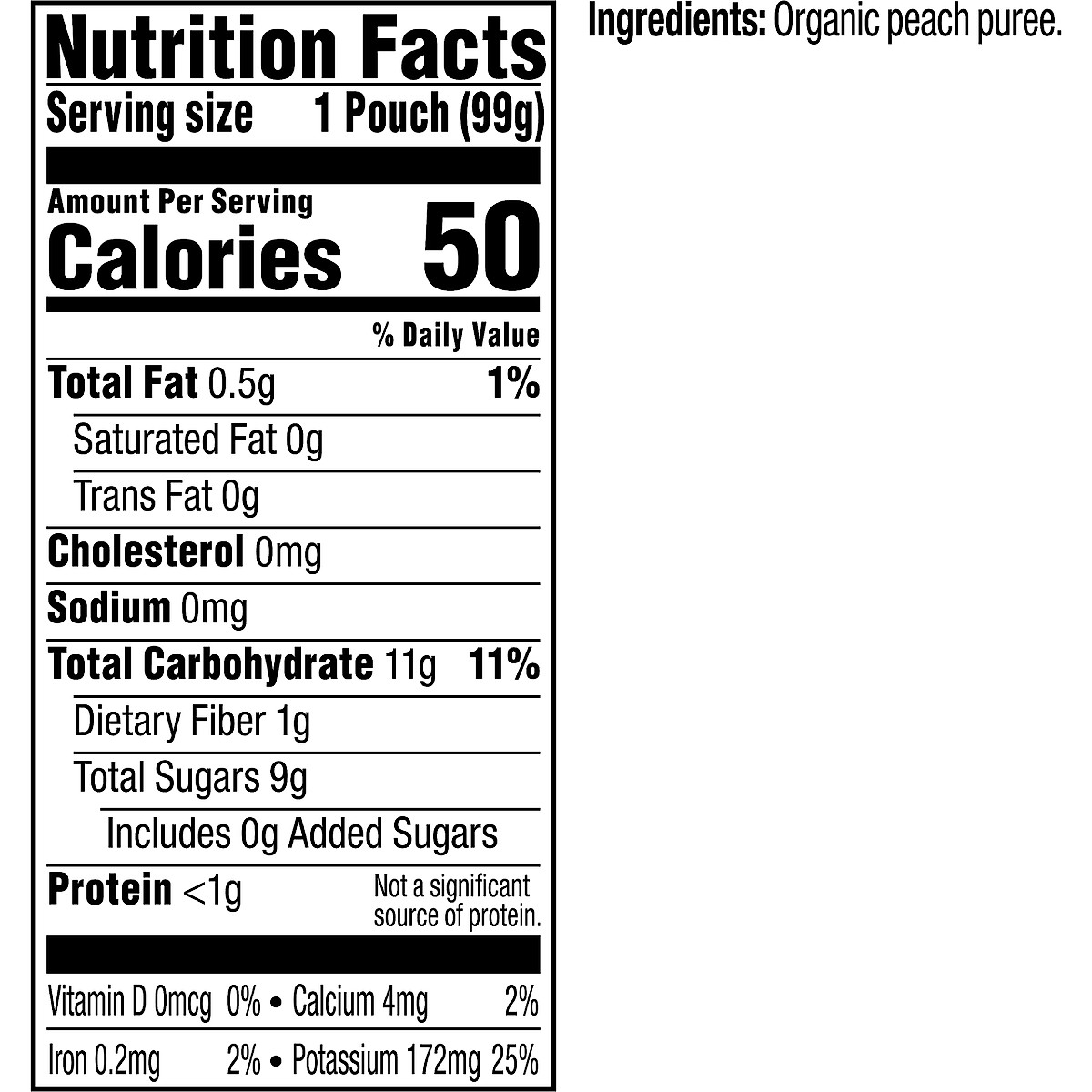 Plum Organics | Stage 1 | Organic Baby Food Meals [4+ Months] | Peach Puree | 3.5 Ounce Pouch (Pack Of 12) Packaging May Vary