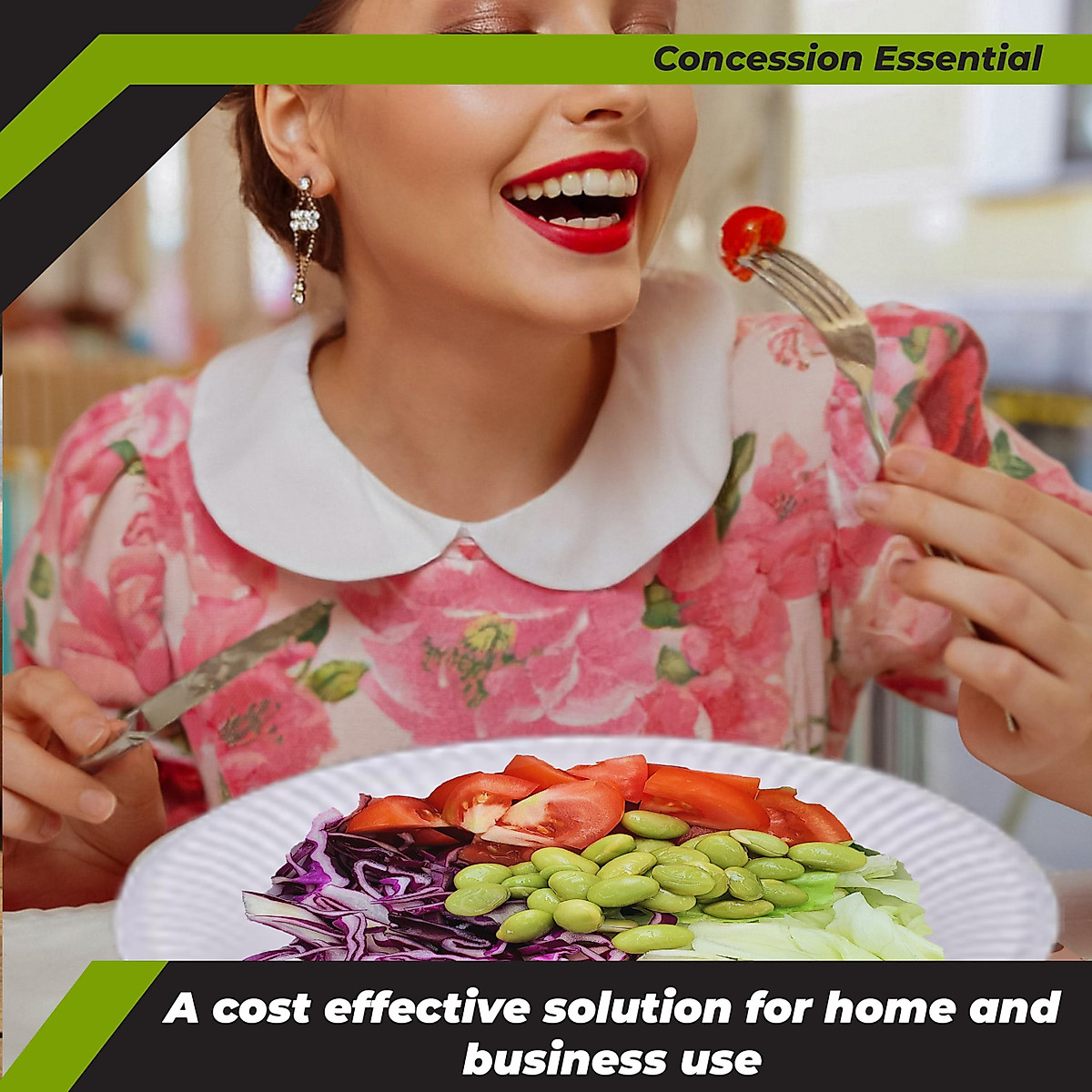 Concession Essentials 9 Inch Paper Plate Uncoated Plates White, 200ct