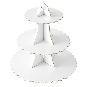 Soleebee 3-Tier Cupcake Stand, Cardboard Cupcake Tower, Dessert Cup Cake Stand Tower for Birthday Wedding Party Decoration, Cupcake Tier Stand 1 Set (White)