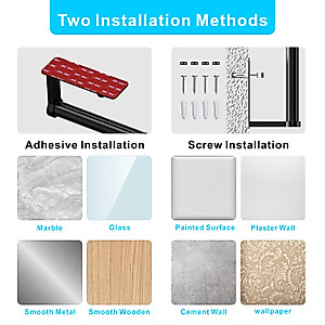 LOKTAR Black Paper Towel Holder, Very High Bond Self Adhesive or Drilling Paper Towel Rack, Under Cabinet Paper Towel Holder Wall Mount for Kitchen, Bathroom, Sink, 13 Inch