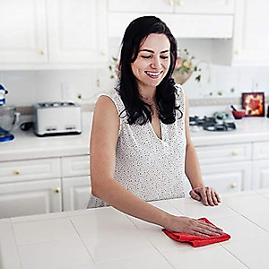 CleanAide Microfiber Cleaning Towels, Reusable Lint-Free and Absorbent Cloth for Kitchen and Car Use, 300GSM, 12 x 12 in. Red, 50-Pack