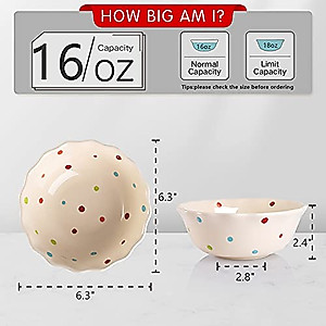 AVLA 4 Pack Porcelain Dessert Bowls, 16 OZ Ceramic Ice Cream Bowls for Kitchen, Serving Bowl for Soup, Cereal, Salad, Nuts, Oatmeal, Fruit, Prep, Side Dishes, Microwave and Dishwasher Safe