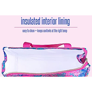Lilly Pulitzer Thermal Insulated Lunch Cooler Large Capacity, Women's Lunch Bag with Storage Pocket and Shoulder Straps, Splendor in the Sand
