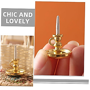 BESPORTBLE Mini Candlestick Decor Candle Holder Home Decor Doll House Candlestick Models Creative Mini Decor Mini House Decor Doll House Prop Mini Accessory Realistic Miniature Decor Alloy