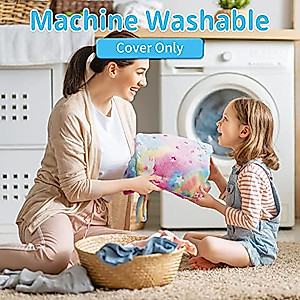 HOMBYS Glow in The Dark Bean Bag Chairs for Kids,Extra Large Beanbag Cover for Stuffed Animals Storage,Plush Toys Holder and Organizer-Premium Flannel Without Filling