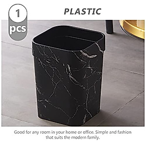 Zerodeko Small Trash Can, 3.17 Gallon Plastic Waste Bin with Marble Pattern Rectangular Garbage Can Decorative Storage Container Waste Basket for Bathroom, Bedroom, Kitchen, Home, Office (12L)