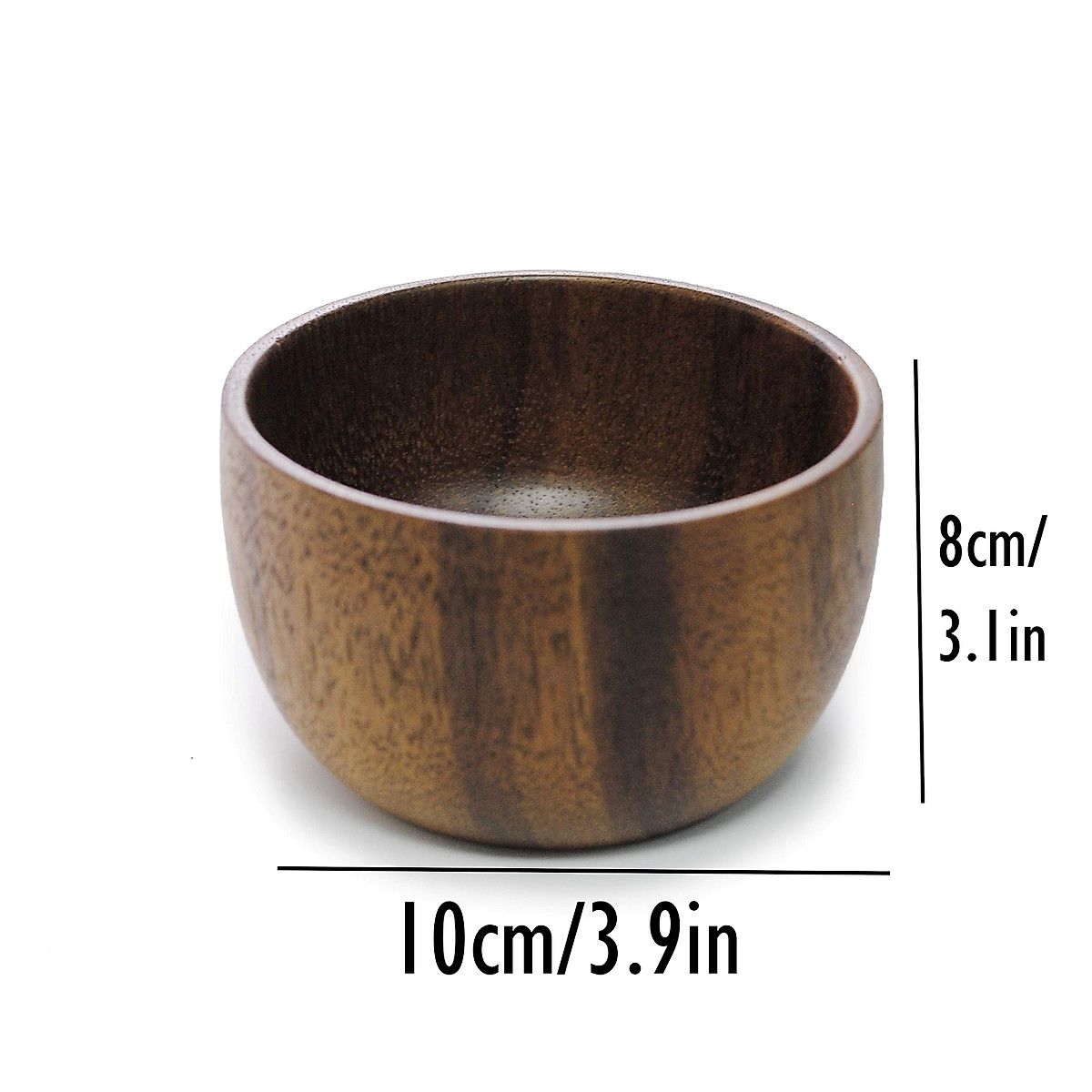 Islandoffer Japanese-style Acacia Small Wooden Bowl Ingredient Bowl Salad Dressing Bowl Miso Soup Bowl Decorative Bowl 3.9X3.1in(1pc)