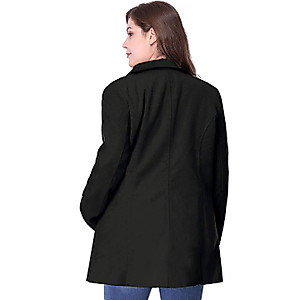 Agnes Orinda Women's Plus Size Notched Lapel Double Breasted Coats 2X Black
