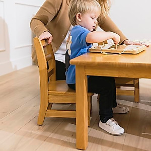 ECR4Kids 24in x 48in Rectangular Hardwood Table with 16in Legs and Four 8in Chairs, Kids Furniture, Honey