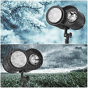 Christmas Halloween Projector Lights, Remote Control Timer 2-in-1 Ocean Wave Snowflake LED Projection Lamp Waterproof, Indoor Outdoor LED Projector Light for Holiday Party Garden Landscape Decorations