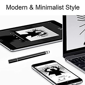 Modern Stylus Pens for Touch Screens Fine Point, 100% Stainless-Steel Fine Tip Stylus Pen, Stylist Pen for iPad, iPhone, Tablet, Laptop, Android, Samsung, Kindle with 7 Replacement Tips (Black/Blue)
