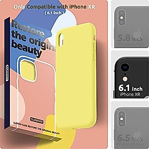 SURPHY Silicone Case Compatible with iPhone XR Case, Soft Liquid Silicone Shockproof Phone Case (with Microfiber Lining) Compatible with iPhone XR (2018) 6.1 inches (Yellow)