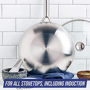 Blue Diamond Cookware Tri-Ply Stainless Steel Ceramic Nonstick, 7 Piece Cookware Pots and Pans Set, PFAS-Free, Multi Clad, Induction, Dishwasher Safe, Oven Safe, Silver