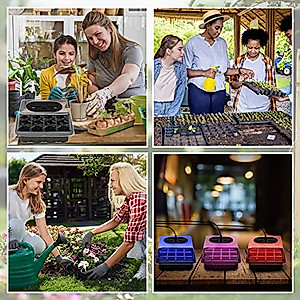 60 cell Reusable Seed Starter Tray with Grow Light, 5 Pack Seed Starter Kit with Adjustable Red, Purple, and Blue Light Brightness, Humidity,Timing for Indoor all plants fruit and vegetable seedlings