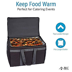 Insulated Commercial Food Delivery Bag with Side Pockets - Professional Food Warmer Portable Catering Hot Cold Meals - Thick Insulation Cooler for Grocery Shopping - 23 inches x 15 inches x 14 inches
