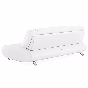 Zuri Furniture Modern Aspen White Microfiber Leather Sofa