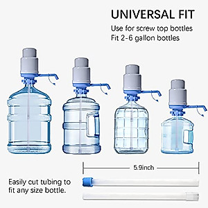 5 Gallon Water Dispenser - Manual Water Dispenser for 5 Gallon Bottle Non Drips, Easy Hand Press Water Pump Dispenser Fit for 2-6 Gallon Bottle (Blue)