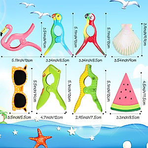 Rtteri 16 Pcs Beach Towel Clips Cute Towel Clips for Chairs Beach Towel Holder Clothes Pegs Clothes Pins for Patio Beach Pool, Assorted Style (Classic)