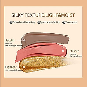 GL-Turelifes Liqiud Contour Beauty Wand, Liquid Highlighter and Bronze Stick with Cushion Applicator Attached Easy to Blend Brightens Facial Gloss Makeup Multi Functional Cosmetic (#1)