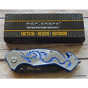 Dragon Design Stainless Steel Open Folding Pocket Knife W/ / Clip - 7.5 Inch Outdoor Survival Hunting Knife for Camping by Survival Steel