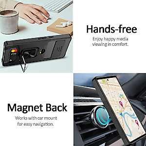 Nvollnoe Google Pixel 6 Case with Sliding Camera Cover, Magnetic Kickstand, Heavy Duty Protective Case for Pixel 6-6.4 inch (Black)