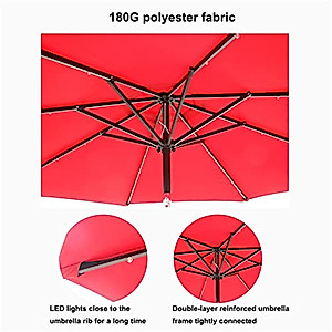 YXDFG 10 Ft Square Patio Umbrella with LED Lights,Solar Outdoor Patio Table Market Umbrella,with Tilt and Crank Solar Umbrella,for Garden, Deck, Backyard, Pool and Beach,Coffee