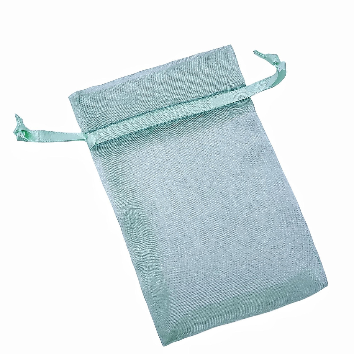 QIANF 20 Pcs 8x12 Light Green Sheer Organza Gift Bags with Drawstring, Large Mesh Pouch Goodie Bags Candy Jewelry Wedding Party Favor Bags Gift Wrapping Supplies