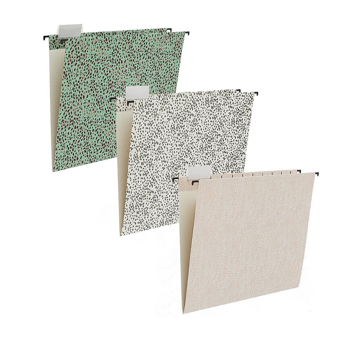 Fei Bi 12 Pack Hanging File Folders Filing Cabinet Organizer Letter Size 1/5 Cut Adjustable Tabs Decorative for Home Office School Classroom, Leopard Print 9.3'' x 12.8''…