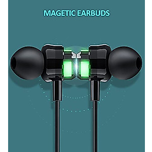 TNTOR Neckband Bluetooth Headphones with Microphone, Wireless Headphones Bluetooth 5.0 with Bright Green LED Ambient Light, Ultra Low Latency, Sweatproof for Gaming Running Sport